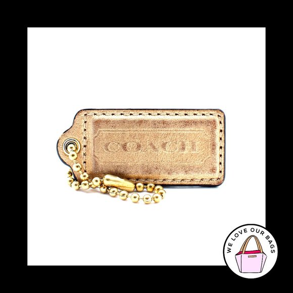 Coach | Accessories | 225 Medium Coach Metallic Gold Leather Brass Fob ...